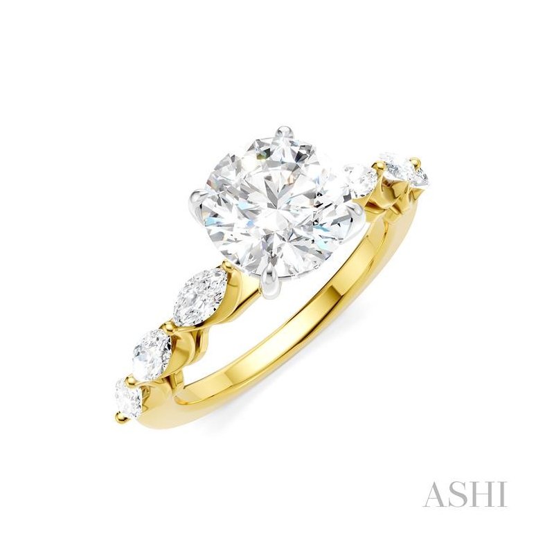 ASHI Round Shape Semi-Mount Diamond Engagement Ring 192A2DDFHYW-SM-RD2 ...