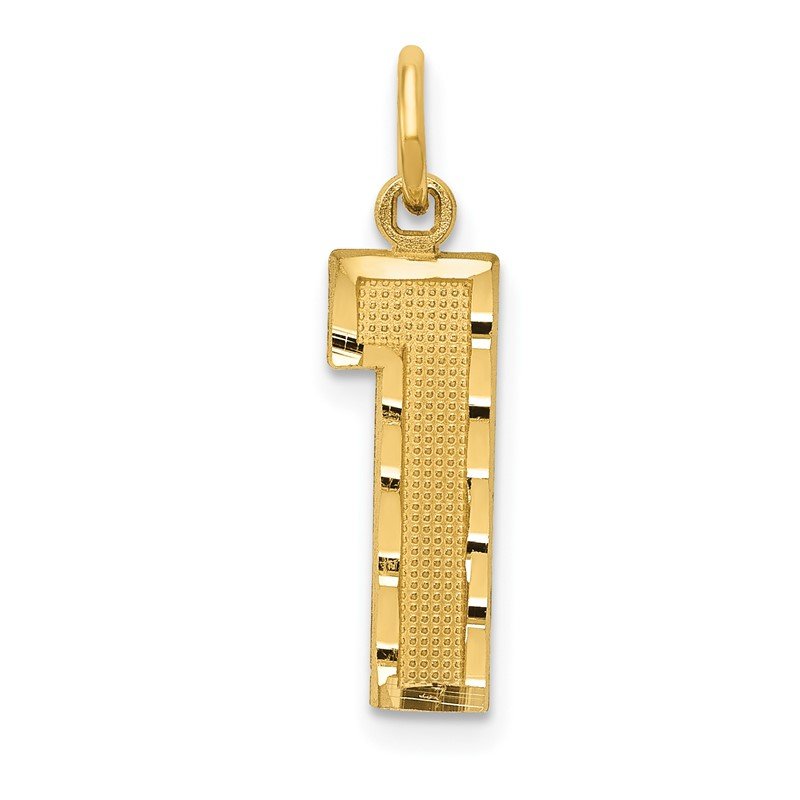 14k Medium Diamond cut Number 1 Charm