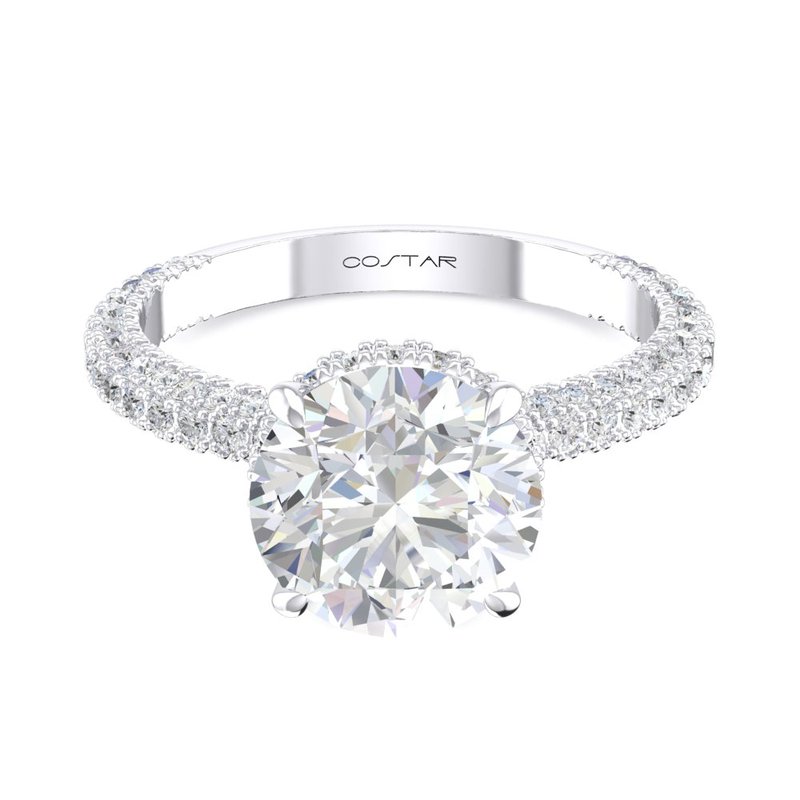 Pave Diamond Hidden Halo Engagement Ring R14099 Costar