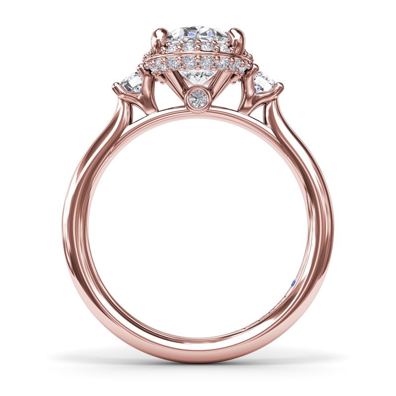 Three Stone Diamond Halo Engagement Ring S4255 - Fana