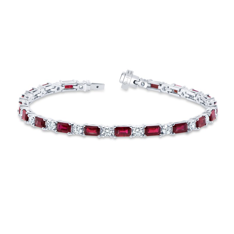 Uneek Precious Collection Emerald Cut Ruby Link Bracelet BR30011R ...