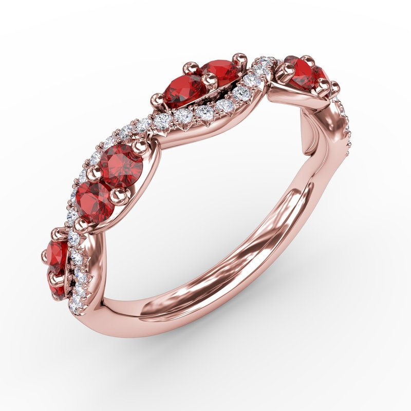 Ruby and Diamond Twist Ring R1715R - Fana