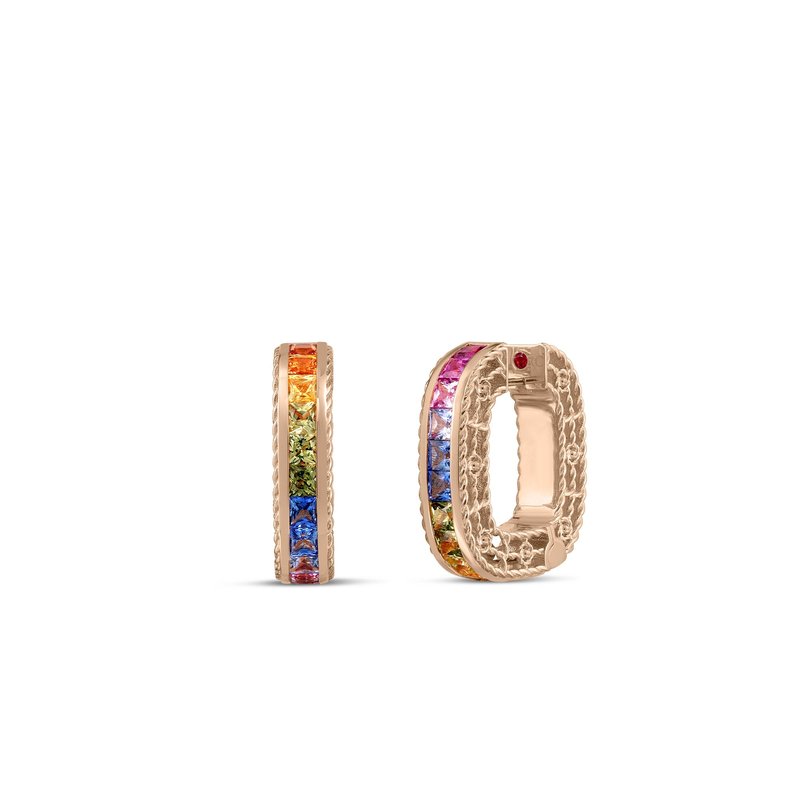 Princess Multi Sapphire Square Hoop Earrings PRINCESS-MULTI-SAPPHIRE ...