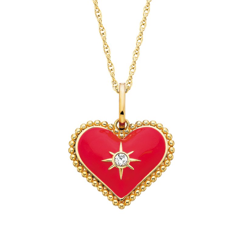 Red Enamel Heart Pendant ASPGVA2439WT - Berco Jewelry