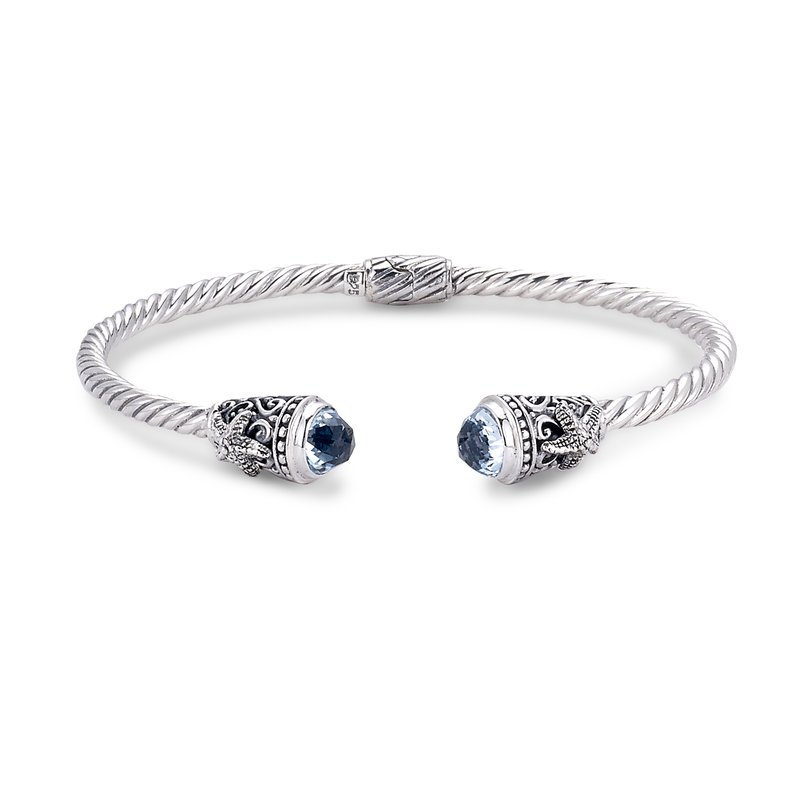 Samuel B STERLING SILVER 3MM TWISTED CABLE BANGLE WITH STARFISH AND ...