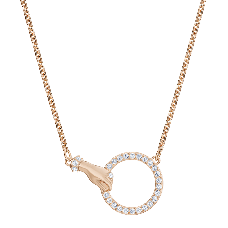 Swarovski Symbolic necklace Hand White Rose gold tone plated