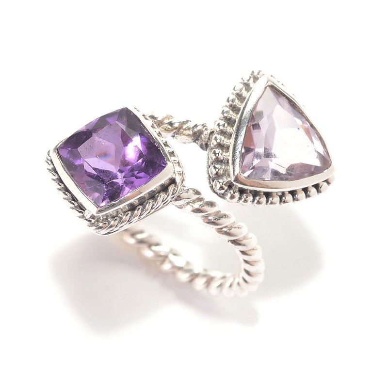 Samuel B STERLING SILVER MULTI SHAPE AMETHYST BYPASTERLING SILVER RING ...