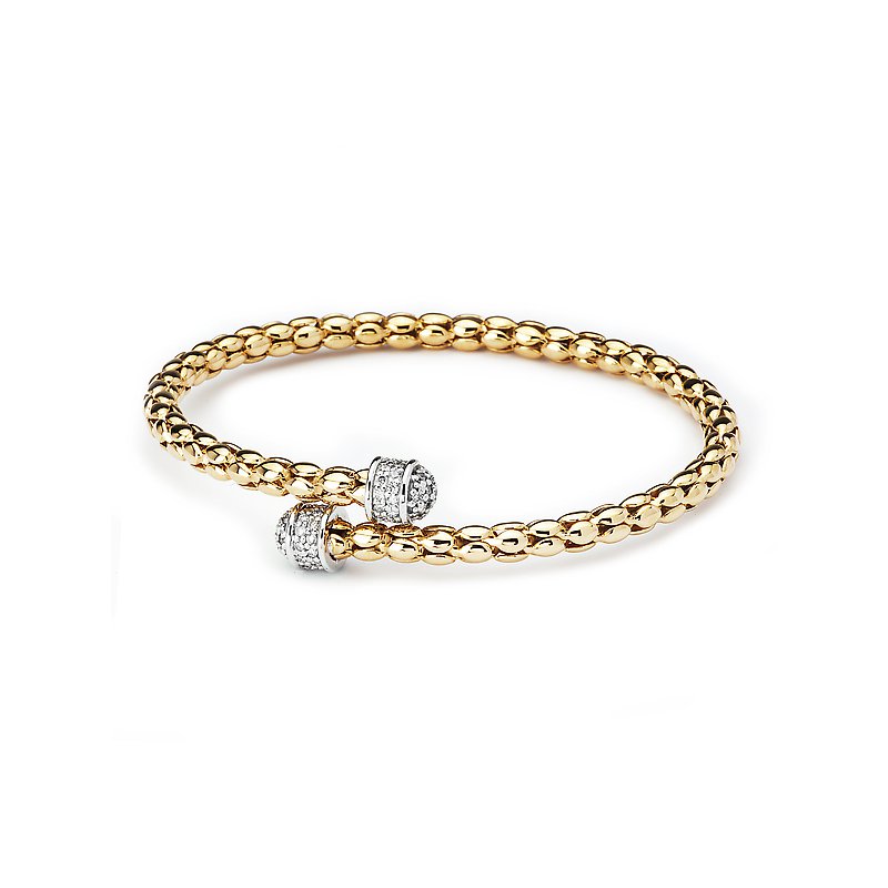 Tesoro Italian 14kt Popcorn Flex Bangle 130465-TY - KIM International