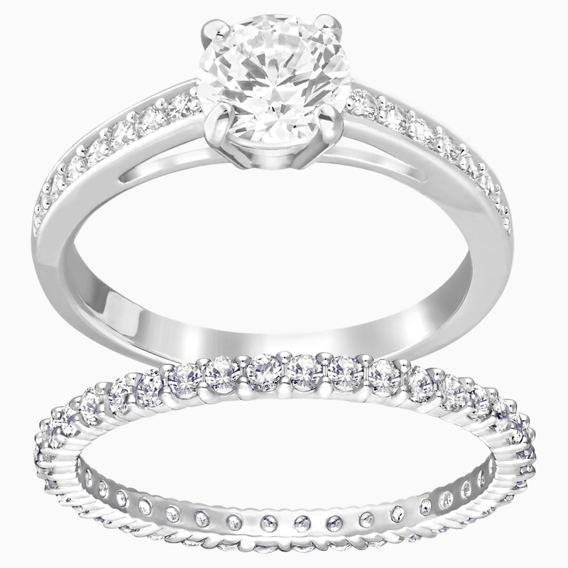 Swarovski Attract Ring Set White Rhodium plated 5184979 Bradley Gough Diamonds