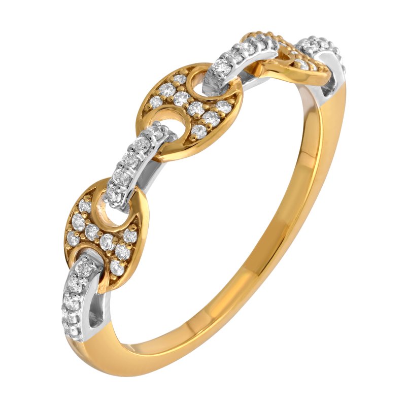 Shefi Diamonds 14K Two Tone Anchor Link Pave Set Diamond Ring 0.19 Ctw ...