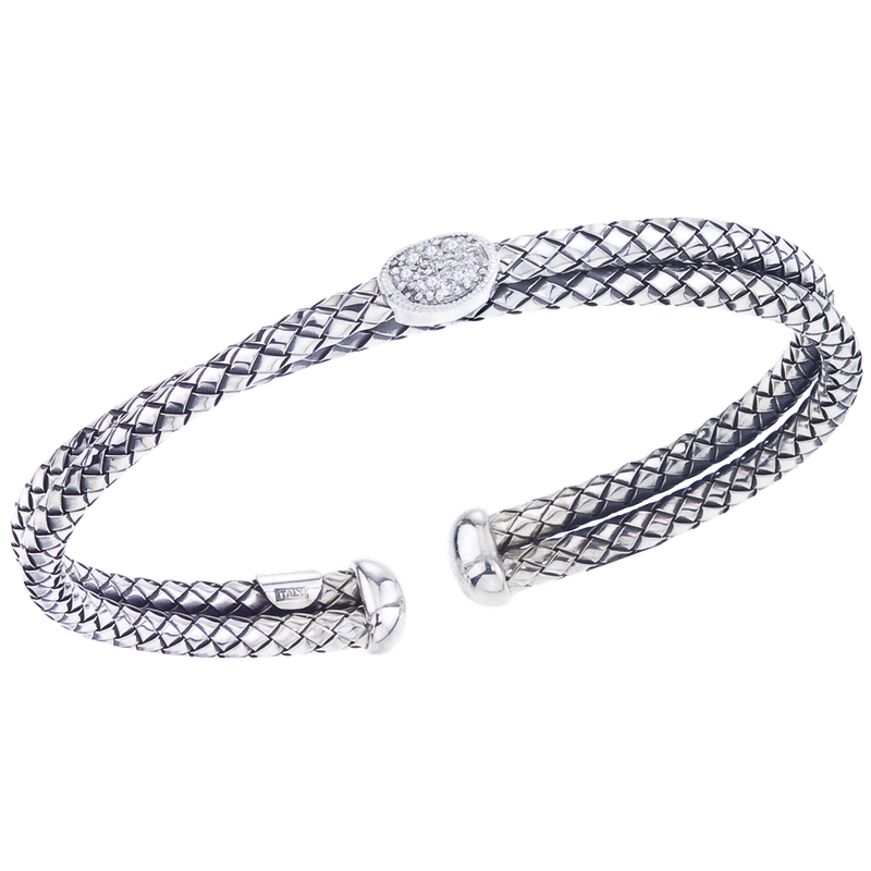 Twisted Double Sterling Traversa Single Oval Diamond Station Cuff ... Twisted Double Sterling Traversa Single Oval Diamond Station Cuff ...