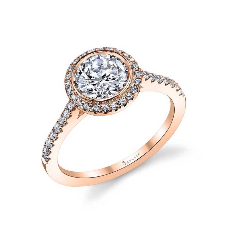 Sylvie Round Cut Modern Bezel Halo Engagement Ring - Anita S1091 ...