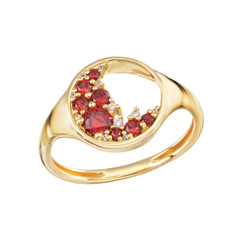 Tesoro 14kt Diamond and Garnet Ring 151204-R7Y - KIM International