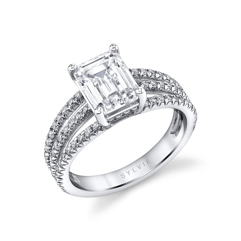 Sylvie Emerald Cut Classic Split Shank Engagement Ring - Ainsley S2201 ...