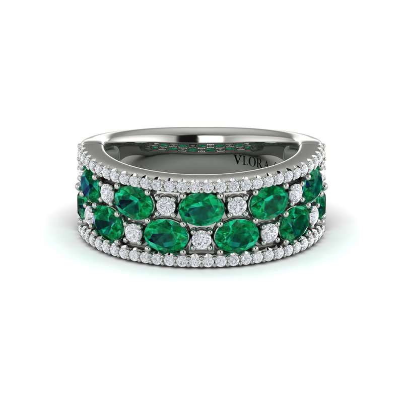 Vlora Multi Diamond and Emerald Statement Ring VR60786E - Flora Gems
