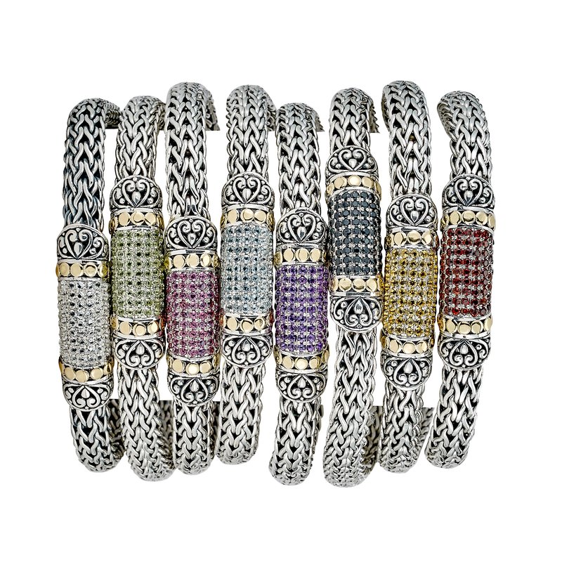 Samuel B STERLING SILVER/18K 7.5" BLACK SAPPHIRE PAVE BRACELET 59012B ...