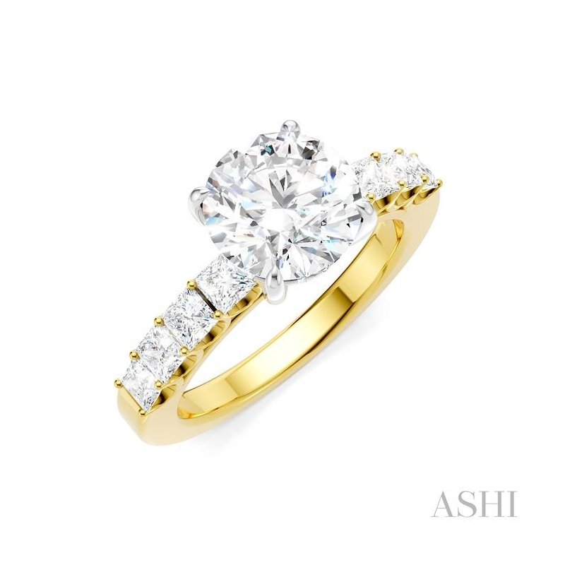 ASHI Round Shape Semi-Mount Diamond Engagement Ring 195A2SWFHYW-SM-RD2 ...