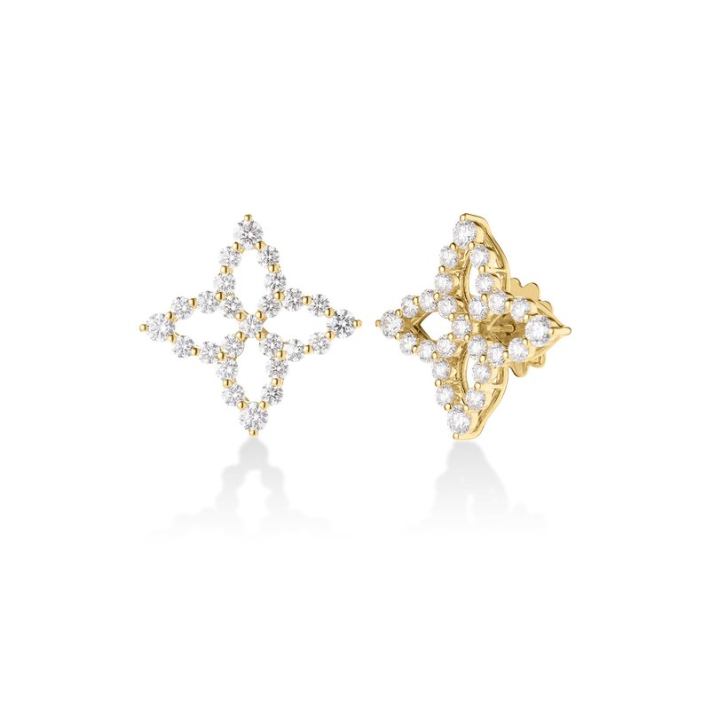 Roberto Coin Diamond Princess Outline Large Tapered Flower Stud ...