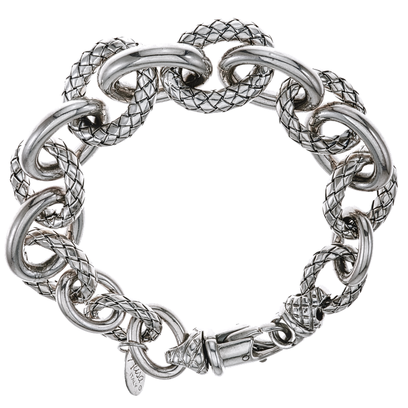 Alternating Graduated Oval Shiny & Traversa Sterling Link Bracelet VHB ... Alternating Graduated Oval Shiny & Traversa Sterling Link Bracelet VHB ...