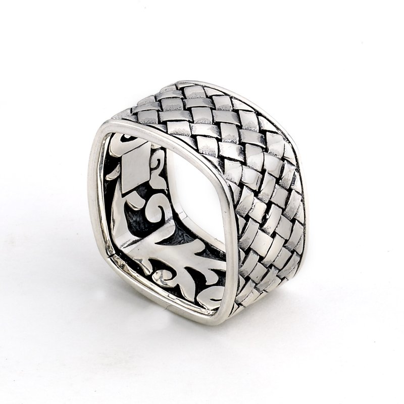 Samuel B STERLING SILVER SQUARE BASKETWEAVE PATTERN RING 55155R.SL ...