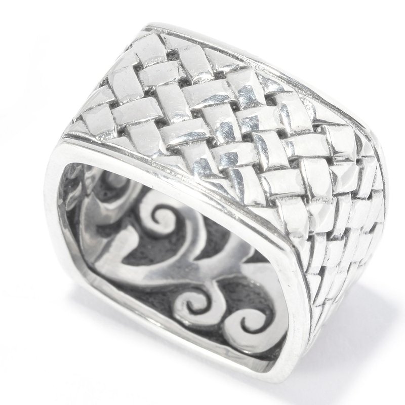 Samuel B STERLING SILVER SQUARE BASKETWEAVE PATTERN RING 55155R.SL ...