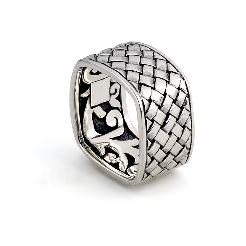 Samuel B STERLING SILVER SQUARE BASKETWEAVE PATTERN RING 55155R.SL ...