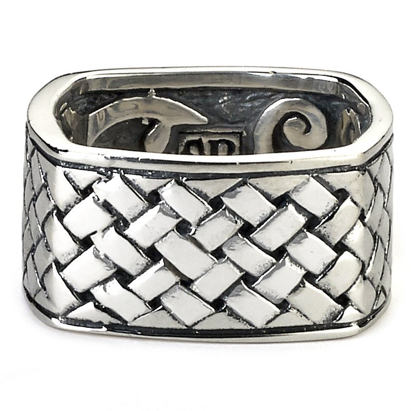 Samuel B STERLING SILVER SQUARE BASKETWEAVE PATTERN RING 55155R.SL ...