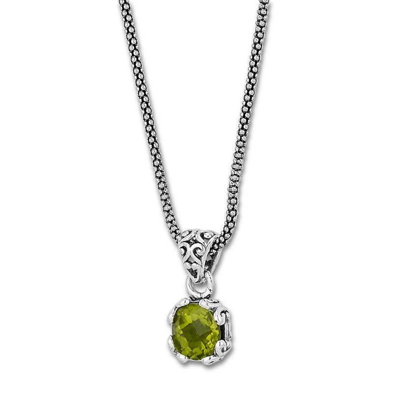 Samuel B STERLING SILVER 7MM ROUND PERIDOT PENDANT ON CHAIN 59672P.SLPE ...