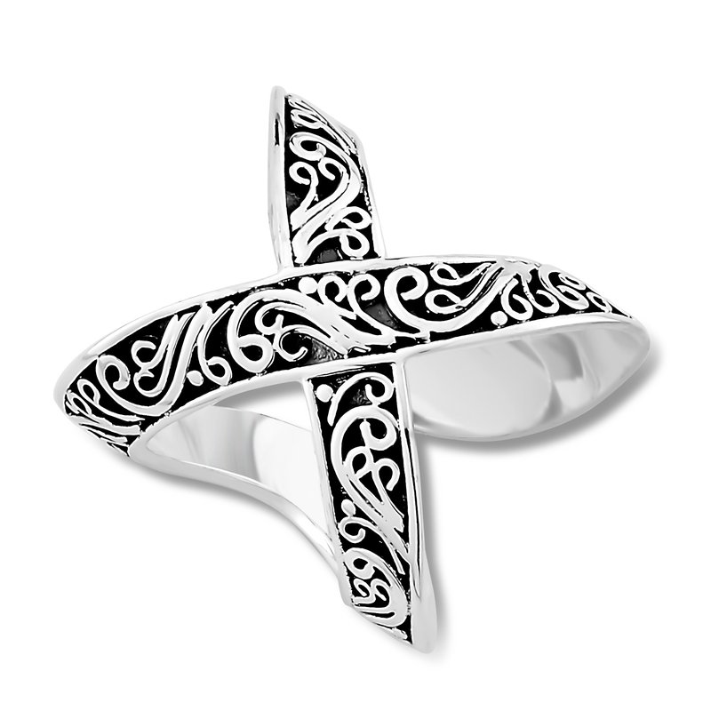 Samuel B STERLING SILVER "X" RING WITH BALINESE DESIGN 58148R.SL ...