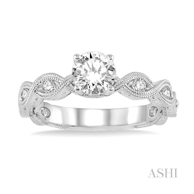 ASHI Round Shape Diamond Engagement Ring 261C3DDFHWG-LE - Diamond District