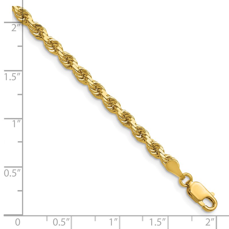 Quality Gold 14K 16 inch 3.5mm Diamond-cut Rope with Lobster Clasp ...