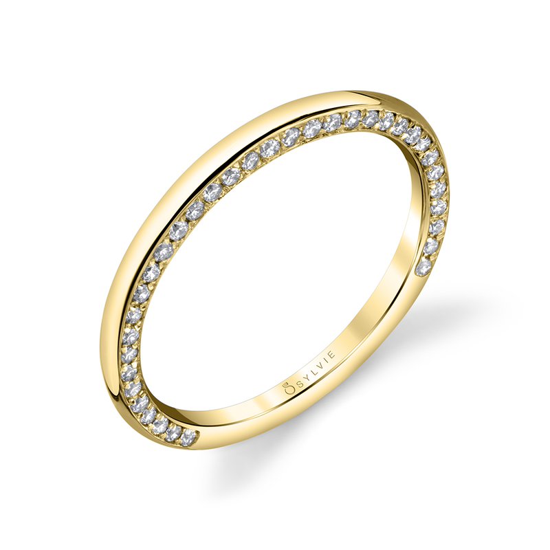 Sylvie Modern Wedding Band - Messaline BS1701-035 - Flora Gems