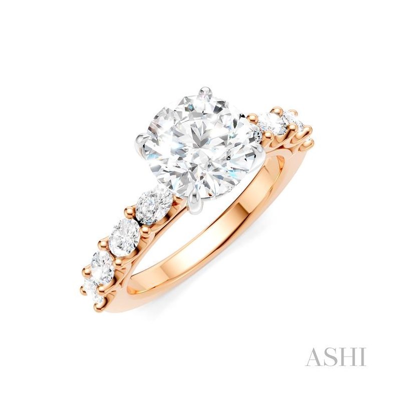 ASHI Round Shape Semi-Mount Diamond Engagement Ring 196A2DDFHPW-SM-RD2 ...