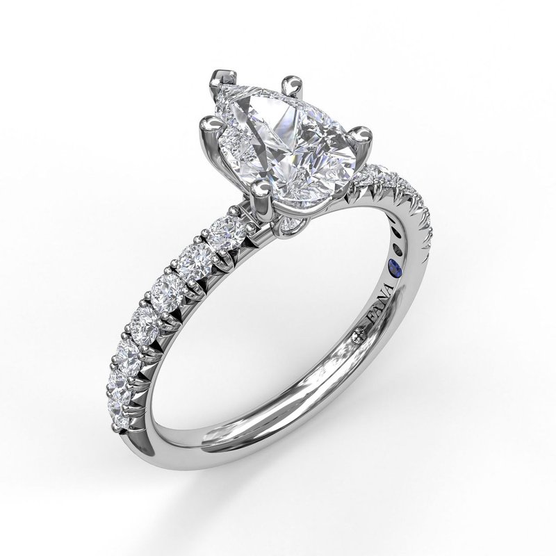 Fana Five-Prong Pear Cut Solitaire Ring With Pave S3032 - Schnacks Fine ...