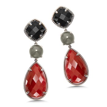 Colore SG Sterling Silver Black Spinel, Grey Moonstone and Colore SG Sterling Silver Black Spinel, Grey Moonstone and