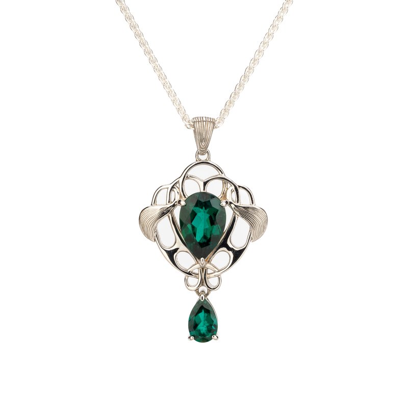Keith Jack S/sil Rhodium Lab Grown Emerald (Pear 12x8 and Pear 8x5 ...
