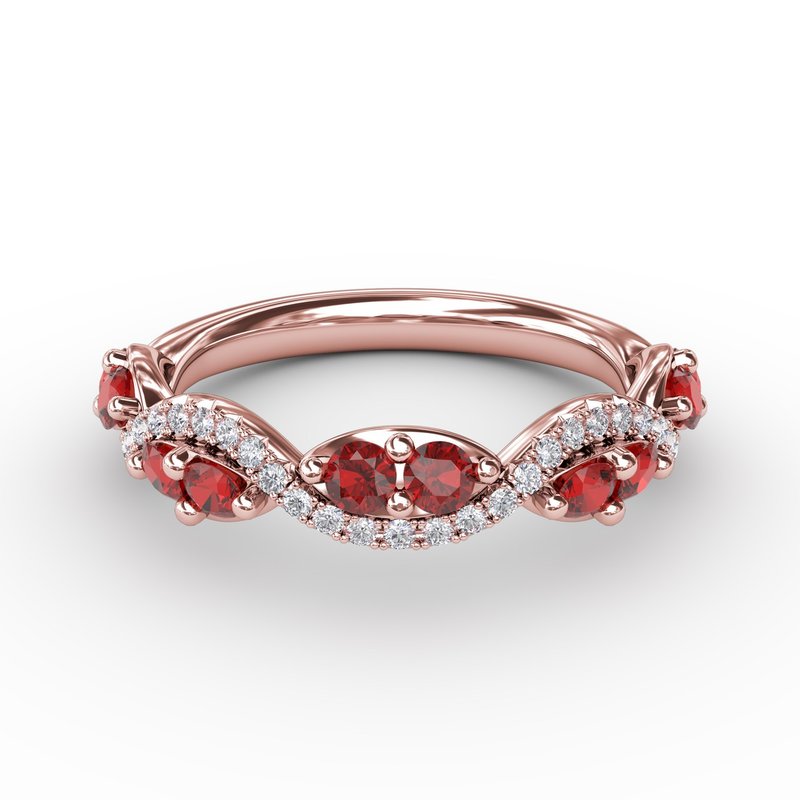 Ruby and Diamond Twist Ring R1715R - Fana