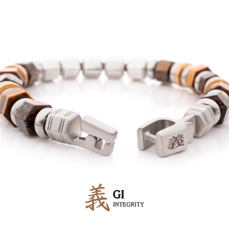 INOX Jewelry 8mm Steel, Bronzite and Tiger's Eye Beads Bushido Bracelet ...