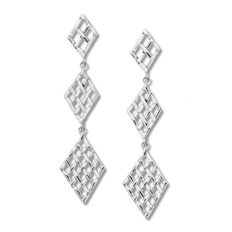Samuel B STERLING SILVER CHECKERBOARD DESIGN DROP EARRINGS 63190E.SL ...