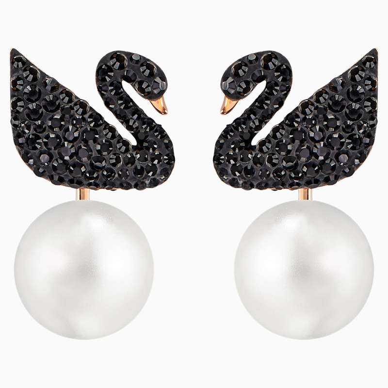 Swarovski Swarovski Iconic Swan earring jackets, Swan, Black Swarovski Swarovski Iconic Swan earring jackets, Swan, Black