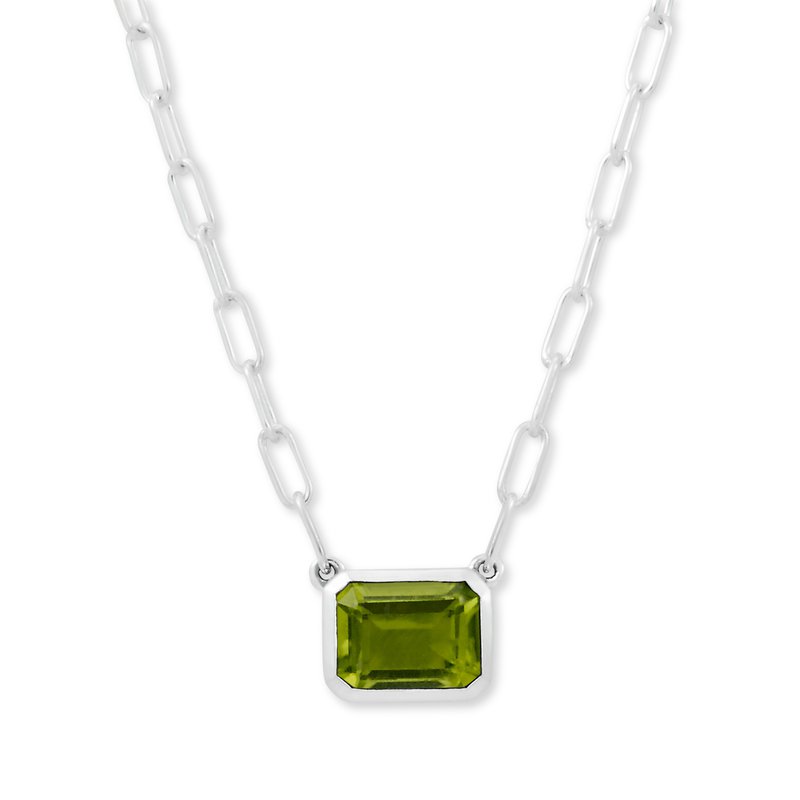 Samuel B STERLING SILVER EMERALD SHAPE 7x9MM PERIDOT NECKLACE 63344N ...