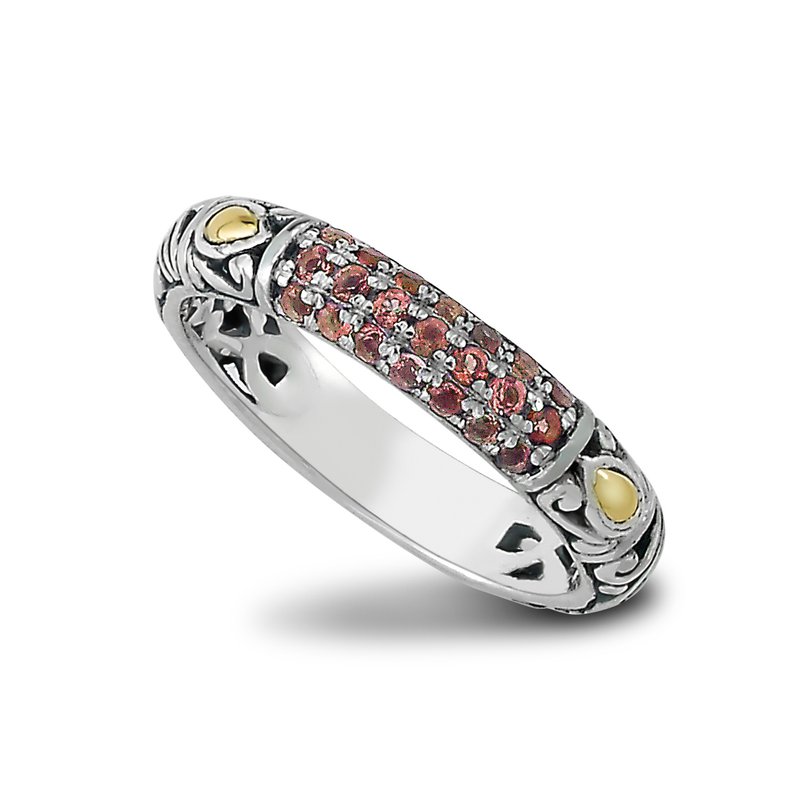 Samuel B STERLING SILVER/18K PAVE BIRTHSTONE RING-GARNET 64099R.G ...