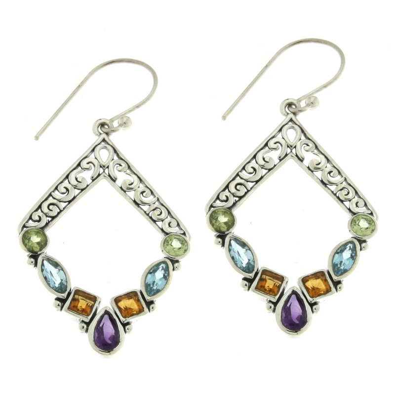 Samuel B STERLING SILVER MULTI GEMSTONE DROP EARRINGS 53807E.SLM ...