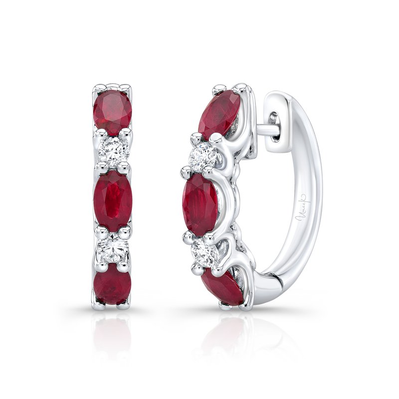 Uneek Precious Collection Oval Shaped Ruby Huggie Earrings ER10004RUU - ER10004RUU - Uneek Jewelry