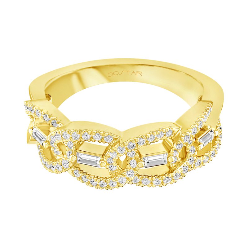 Fancy Chain Link Round Baguette Fashion Ring R14381B - Costar