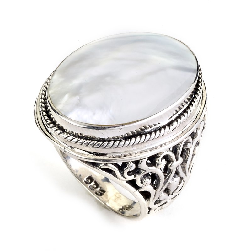 Samuel B STERLING SILVER OVAL MOP RING 56768R.SLMOP - Schnacks Fine Jewelry