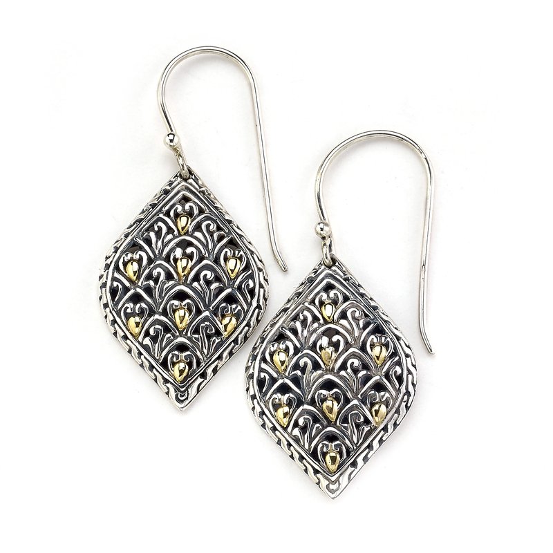 Samuel B STERLING SILVER/18K INTRICATE BALINESE DESIGN EARRINGS 57940E ...