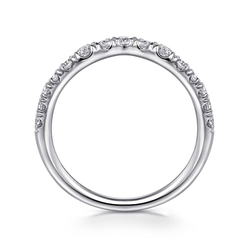 Gabriel Bridal Curved Platinum French Pavé Diamond Wedding Band ...