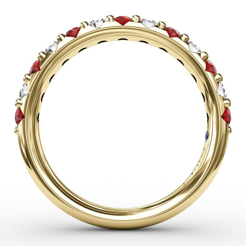 Ruby and Diamond Shared Prong Anniversary Band W6203R Fana