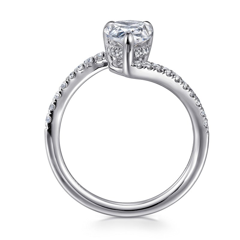 Gabriel Bridal 14K White Gold Pear Shape Hidden Halo Bypass Engagement ...